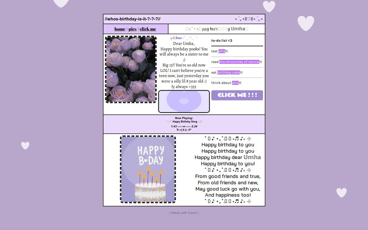 umha birthday website ˚ʚ♡ɞ˚